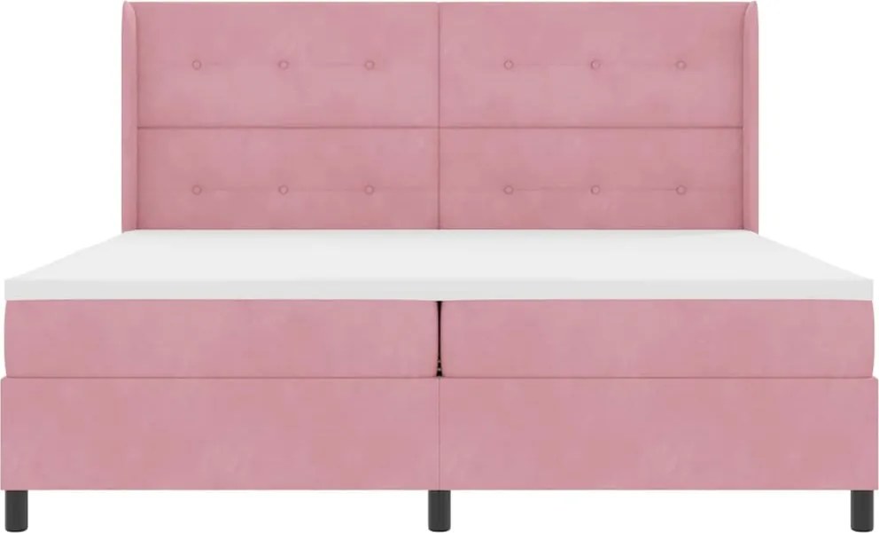 Postel s boxspringem s čelo Růžová 200 x 200 cm samet 3342031
