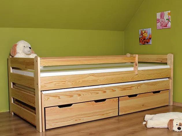 Dětská postel s přistýlkou DOBLO vč. roštů, úložných prostor a matrací Rozměr: 200x90, Moření - barva: Bílá barva