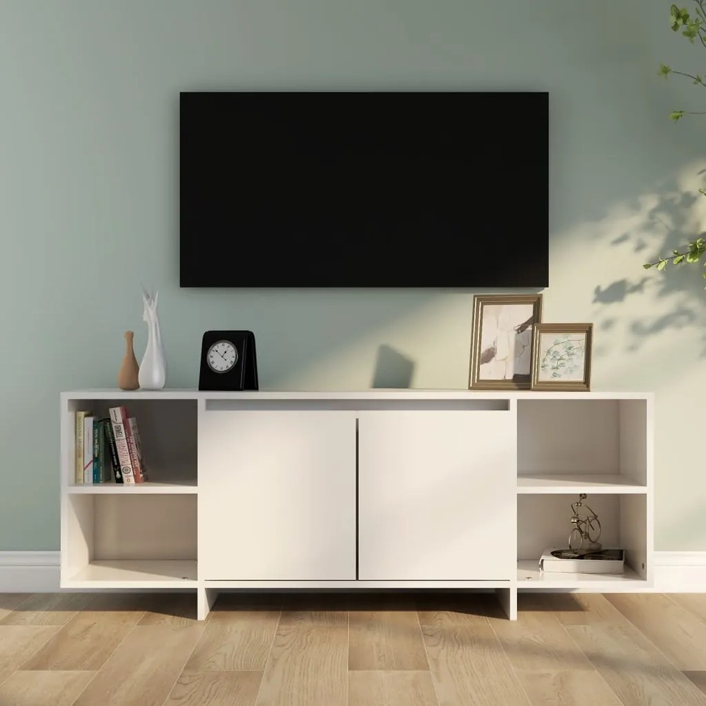 809590 vidaXL TV stolek bílý s vysokým leskem 130 x 35 x 50 cm dřevotříska