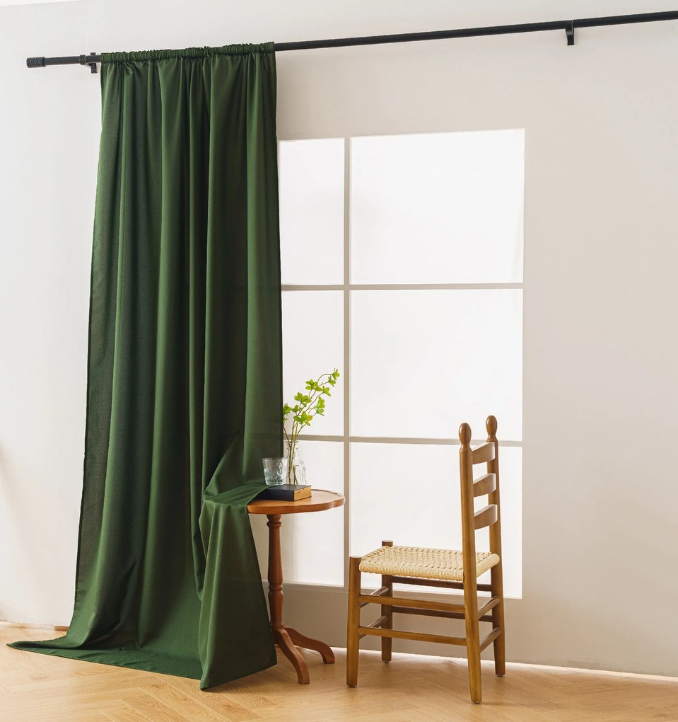 Závěs OXFORD LIGHT 140x250 cm, tmavě zelený Zavěšení: Kovové kroužky