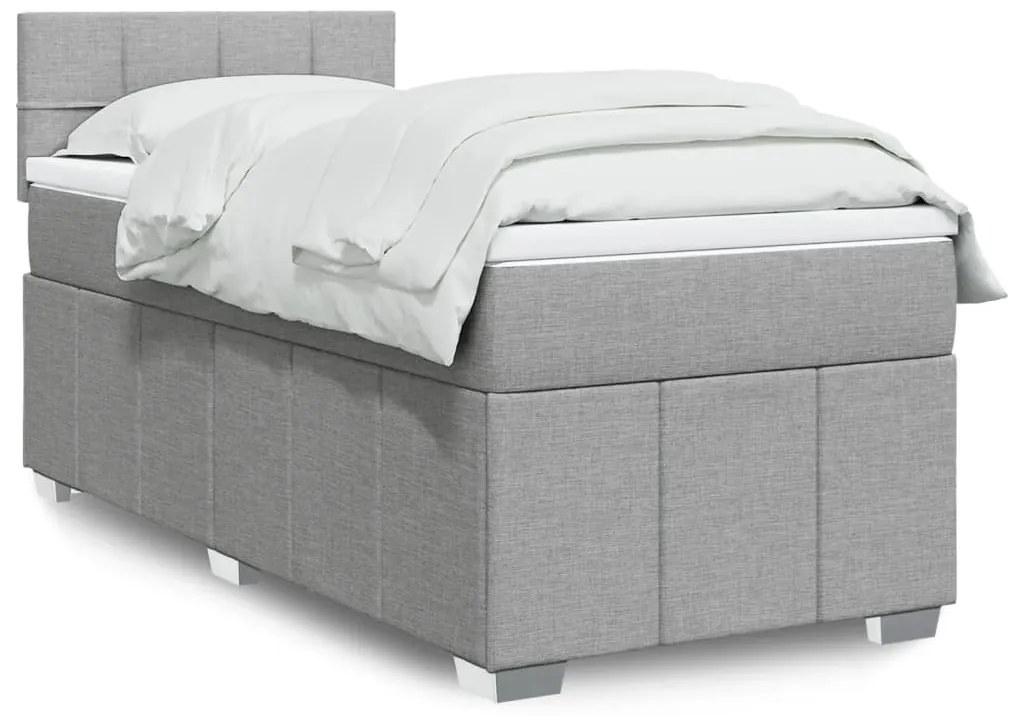 Box spring postel s matrací světle šedý 100 x 200 cm textil 3286979