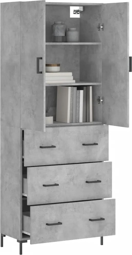 Skříň highboard betonově šedá 69,5x34x180 cm kompozitní dřevo 3195847