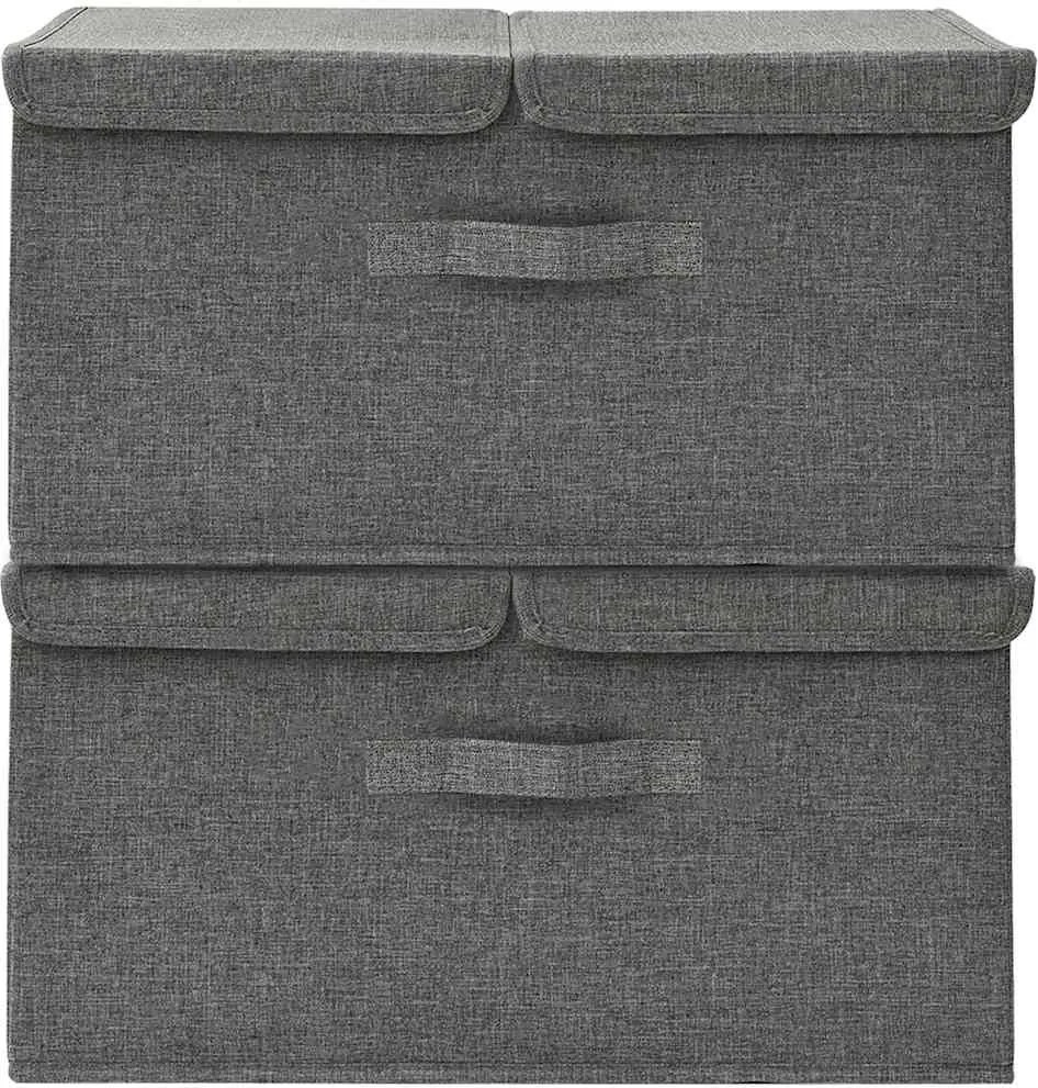 Úložné boxy 2 ks textil 50 x 30 x 25 cm antracitové 332913
