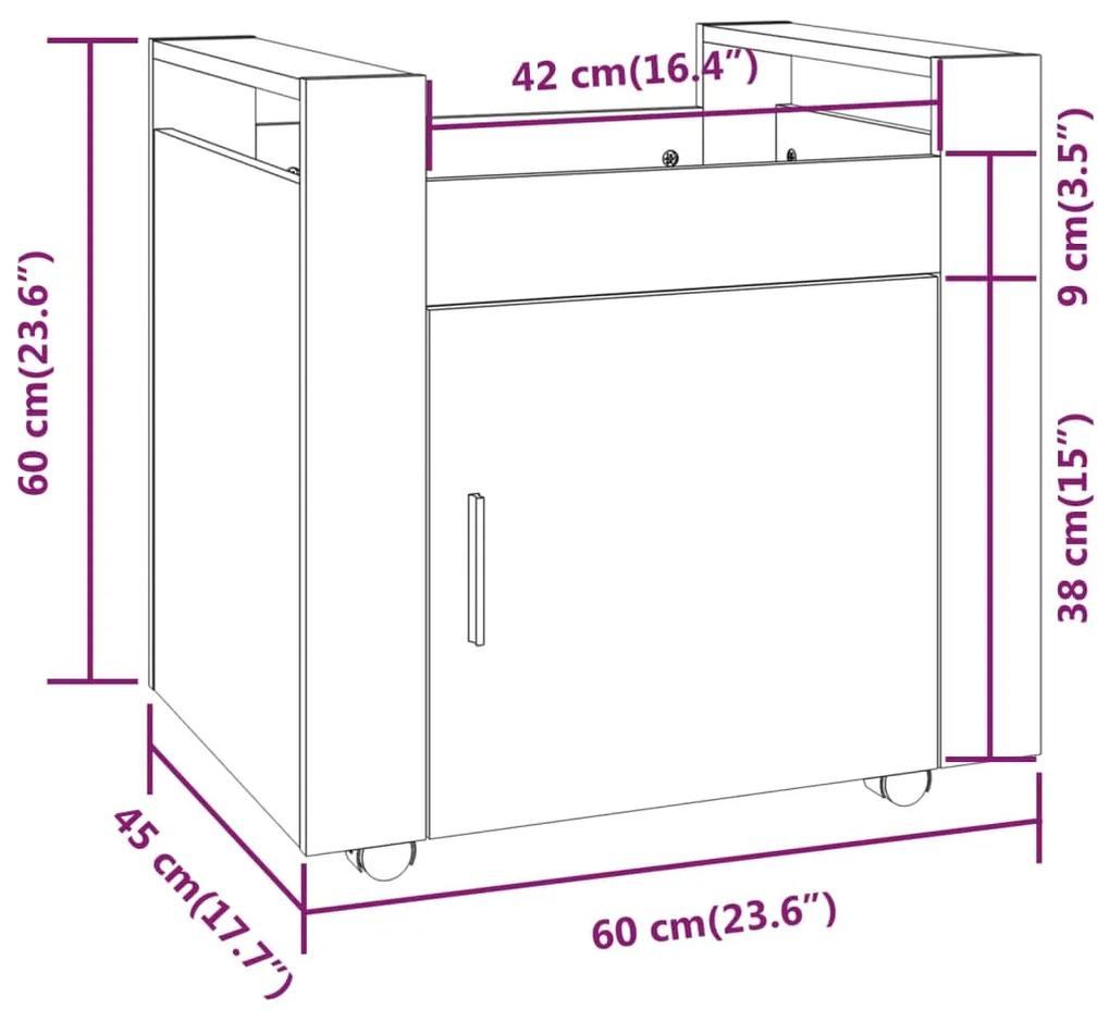 Kancelářský kontejner lesklý bílý 60x45x60 cm kompozitní dřevo