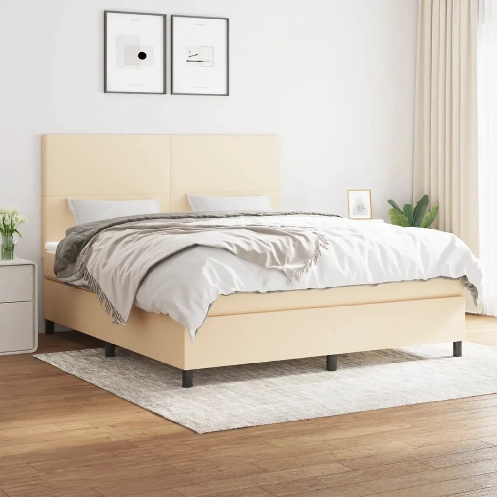 Box spring postel s matrací krémová 120x190 cm textil