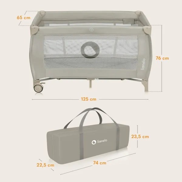 Lionelo - Cestovní postýlka STEFI PLUS Beige Cappuccino