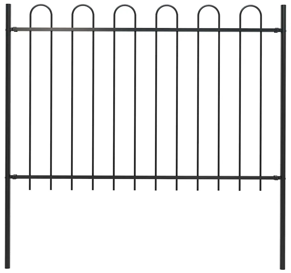Zahradní plot BOXTEL s obručí nahoře ocelový 170 x 120 cm černý 144931