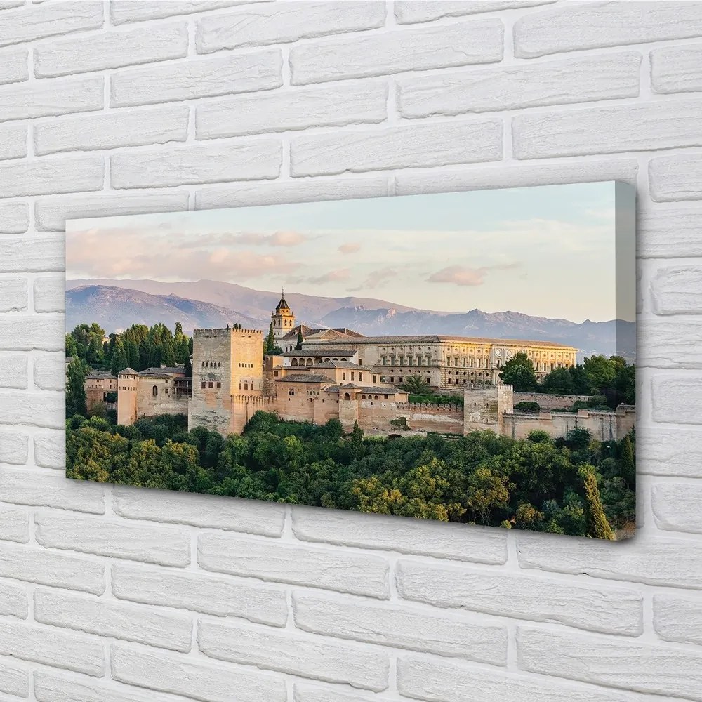 Obrazy na plátně Španělsko Castle horský les 125x50 cm