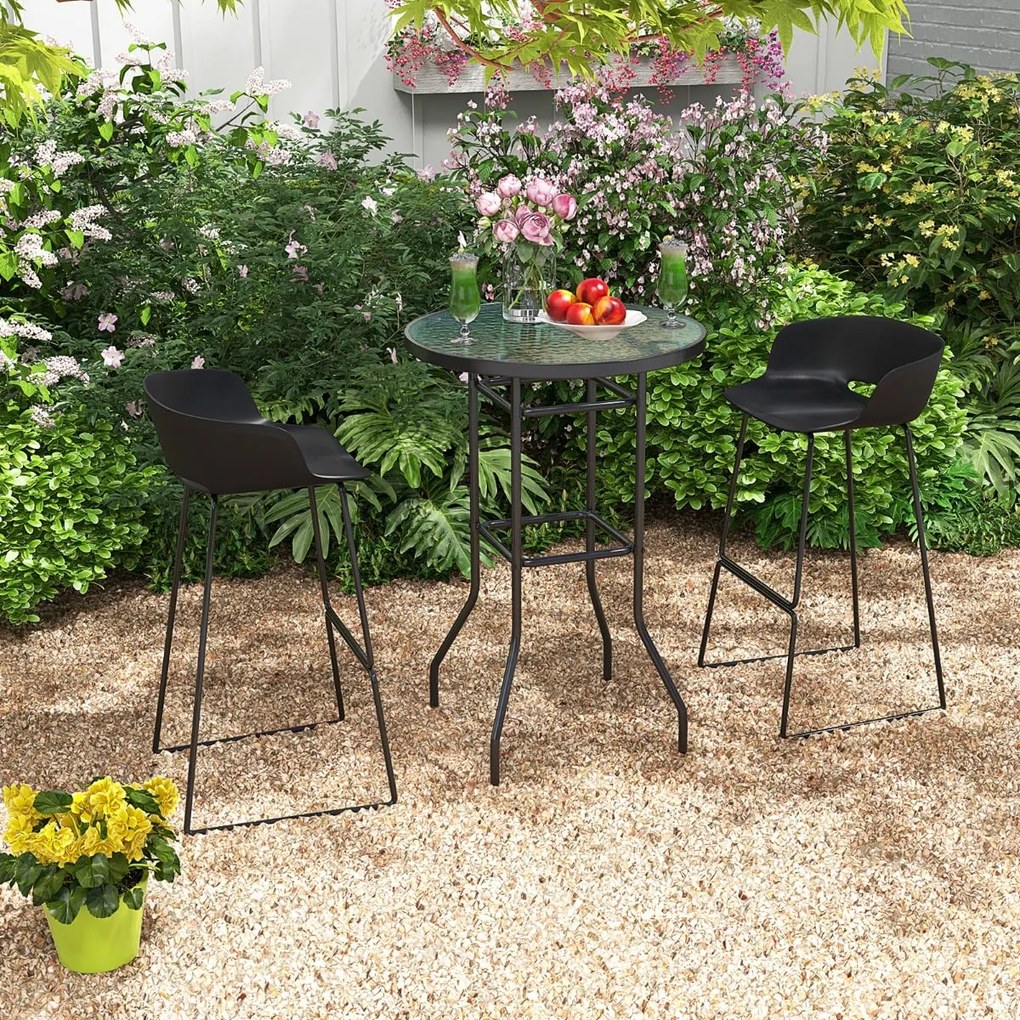 Costway High Garden Table Barový stůl Kulatý bistro s deskou stolu z tvrzeného