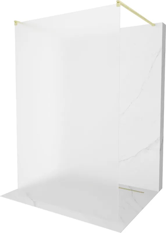 Mexen Kioto, sprchová zástěna Walk-In 110 x 200 cm, 8mm sklo námraza, zlatý matný profil, 800-110-002-55-30