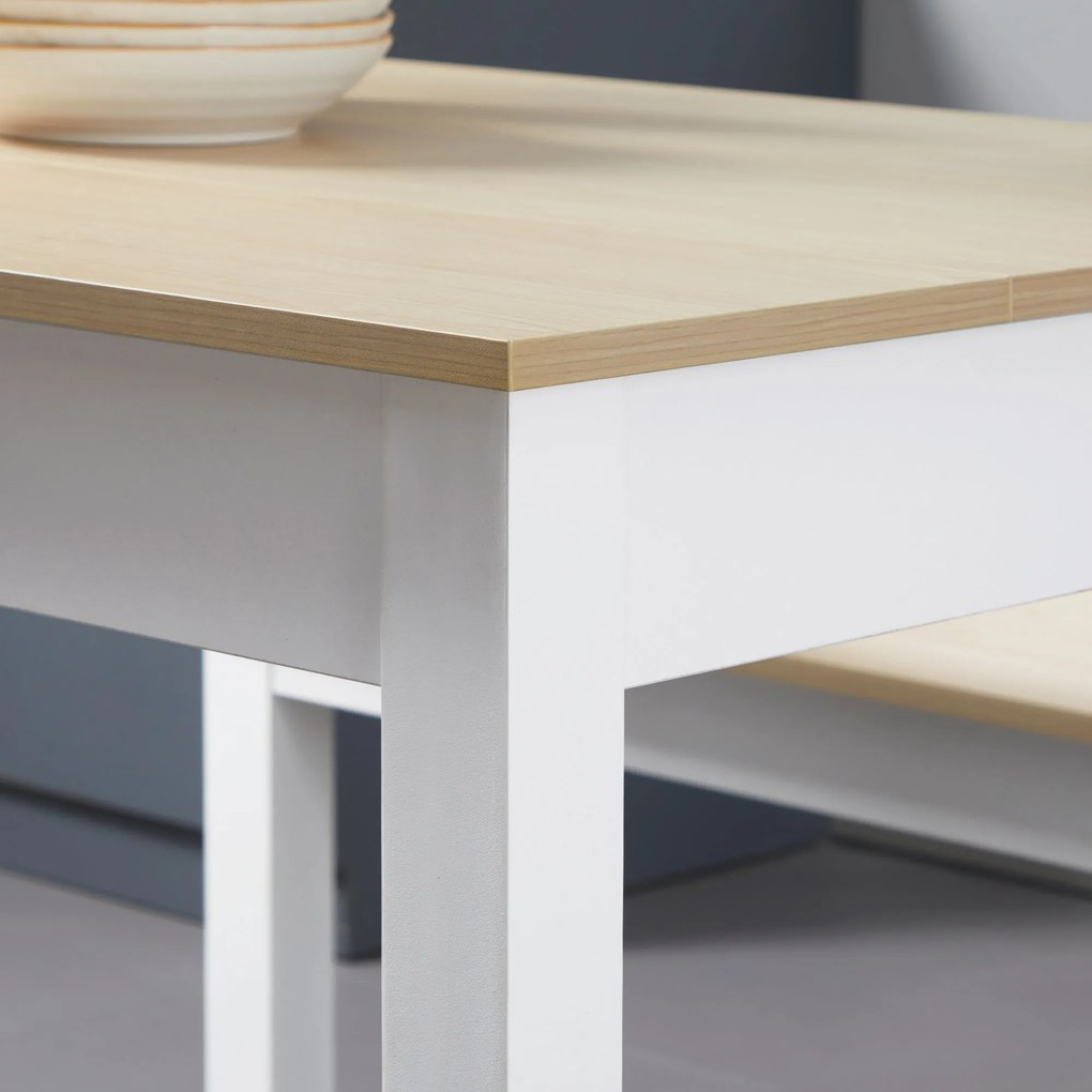 HOMCOM 3-dílná jídelní sestava se 2 zasouvacími lavicemi pro 4-6 osob v moderním stylu - Kuchyň, jídelna, obývací pokoj - DTD desky | Aosom