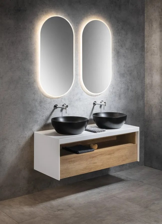 GSI, PURA keramické umyvadlo na desku, průměr 42 cm, černá matná, 885126