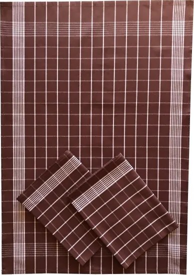SVITAP sleep well Kuchyňské utěrky z egyptské bavlny – Pozitiv Tmavě hnědá / bílá 50x70 cm, 3 ks
