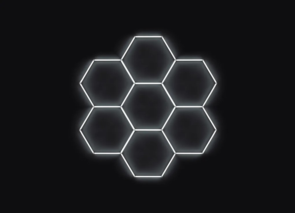 Escape6 Kompletní Led hexagonové svítidlo bílé 6500 K, 7 elementů 238x252cm