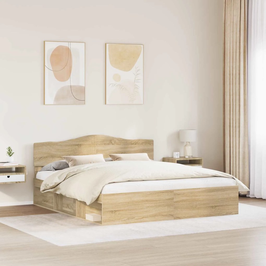 Rám postele s čelo Sonoma 200 x 200 cm Masivní borové dřevo 3412855