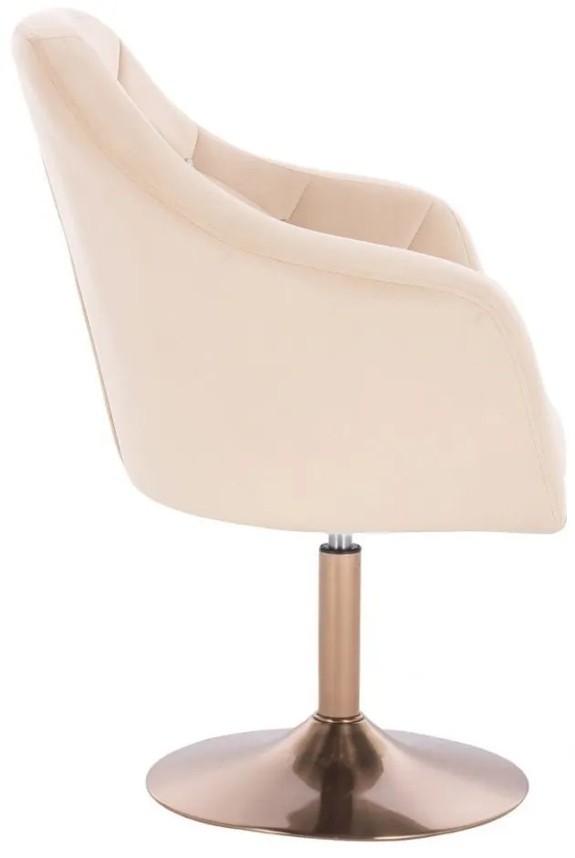 LuxuryForm DESIGN Otočné křeslo ROMA VELUR na zlatém talíři - krémové