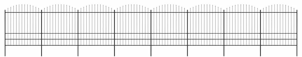 Zahradní plot s kopím nahoře ocelový 1339 x 200 cm černý 277755