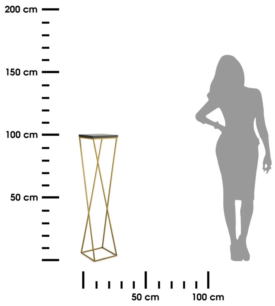 Květinový stojan LOFT I 100 cm zlatý/černý