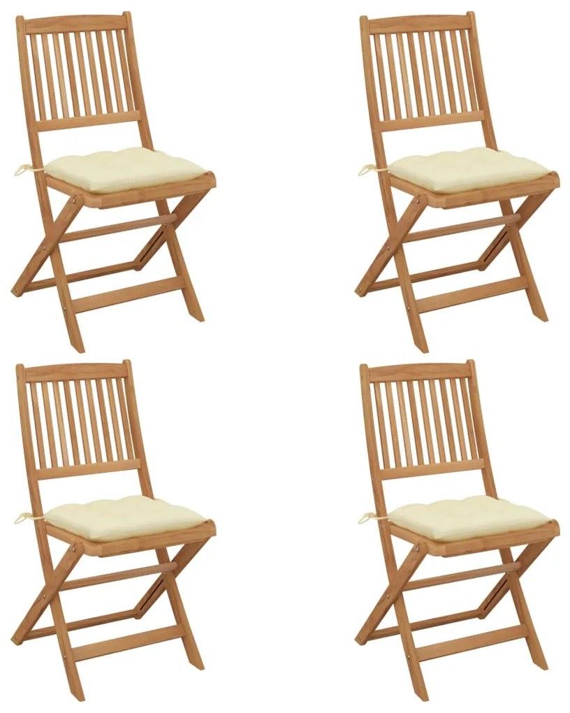 3064688 vidaXL Skládací zahradní židle s poduškami 4 ks masivní akáciové dřevo
