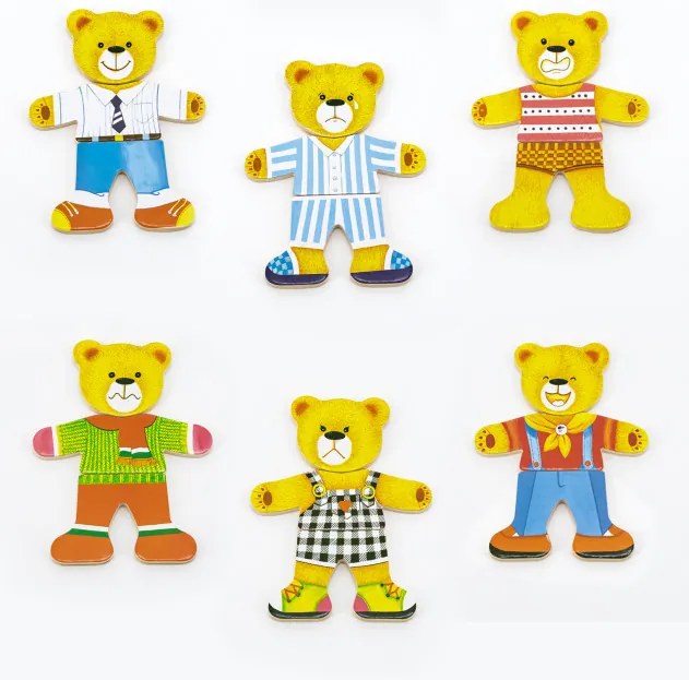Dřevěné puzzle na oblékání Viga 56401 Medvídek