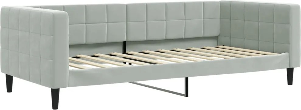 Válenda s přistýlkou a matracemi světle šedá 90 x 200 cm samet 3196715