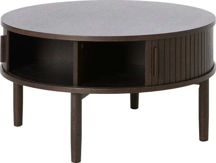 Kulatý konferenční stolek v dekoru dubu v tmavě přírodní barvě ø 85 cm Meta – Unique Furniture
