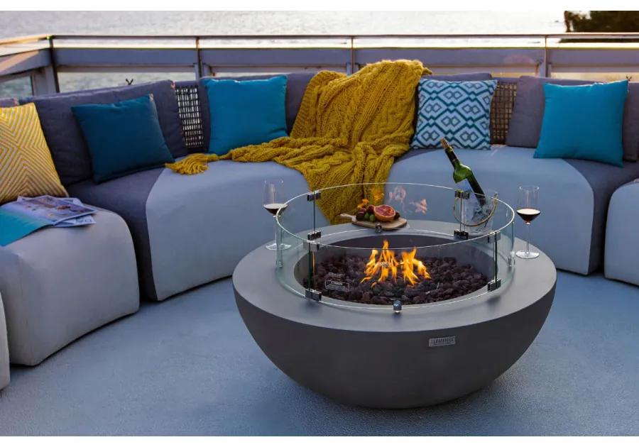 Luxusní stůl s ohništěm - LUNAR BOWL - šedý