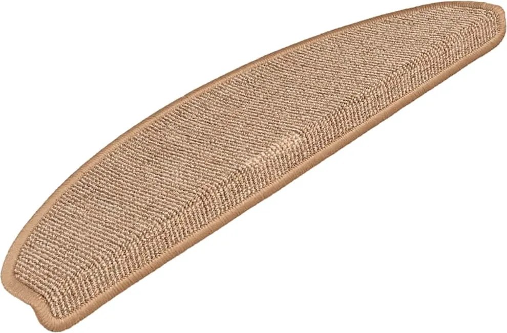 Schodové rohože 15 ks 65 x 21 x 4 cm světle hnědé, půlkulaté, velké 149859