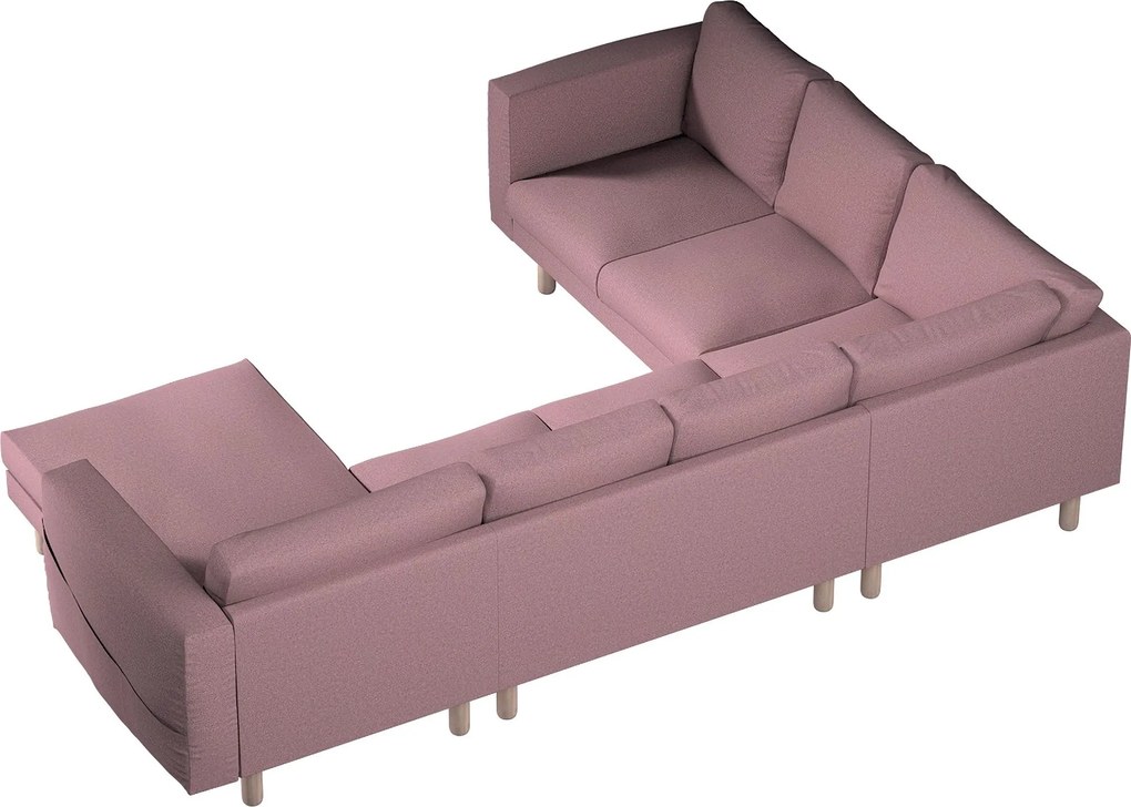 Potah na pohovku IKEA Norsborg rohová, 5-místná se šezlongem barva růžová látka pletený vzor