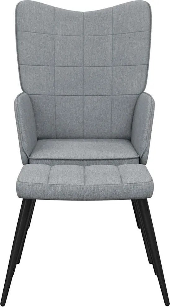 Relaxační židle se stoličkou světle šedá textil 327952