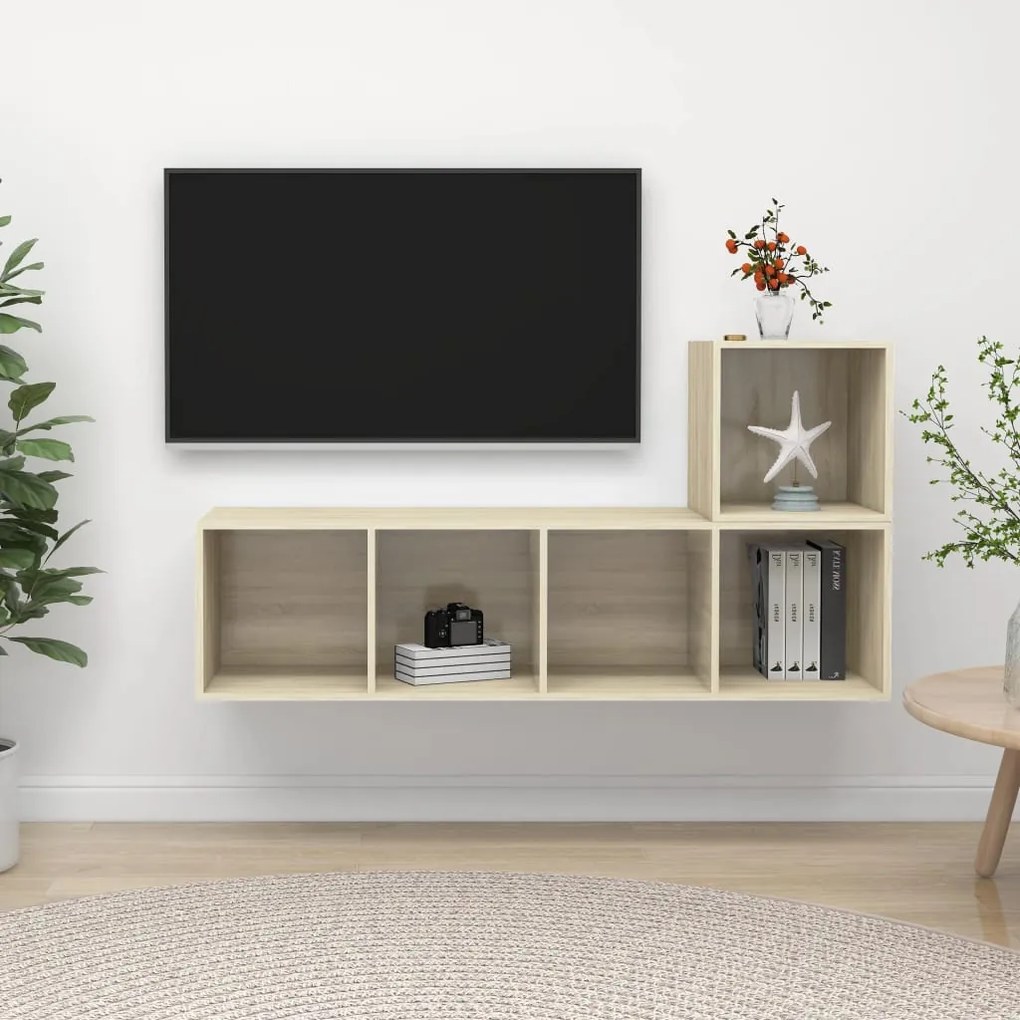 2dílný set TV skříněk dub sonoma dřevotříska 3079802