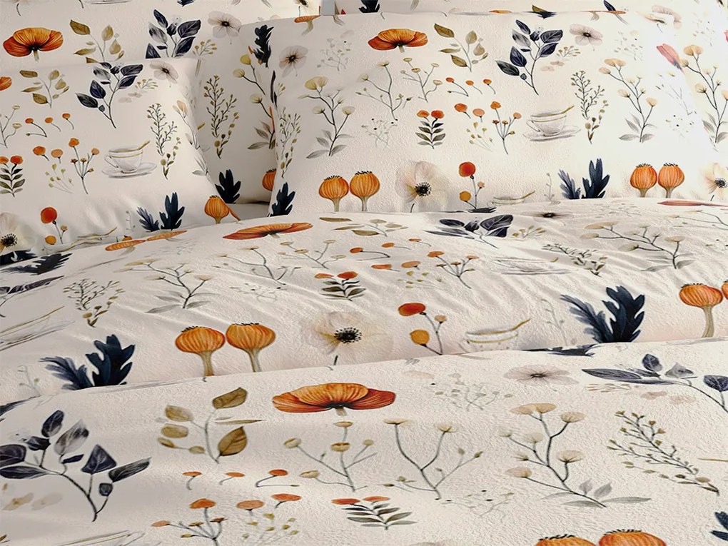 Mikroplyšové povlečení PAPAVA krémové Rozměr povlečení: 2 ks 70 x 90 cm | 200 x 220 cm