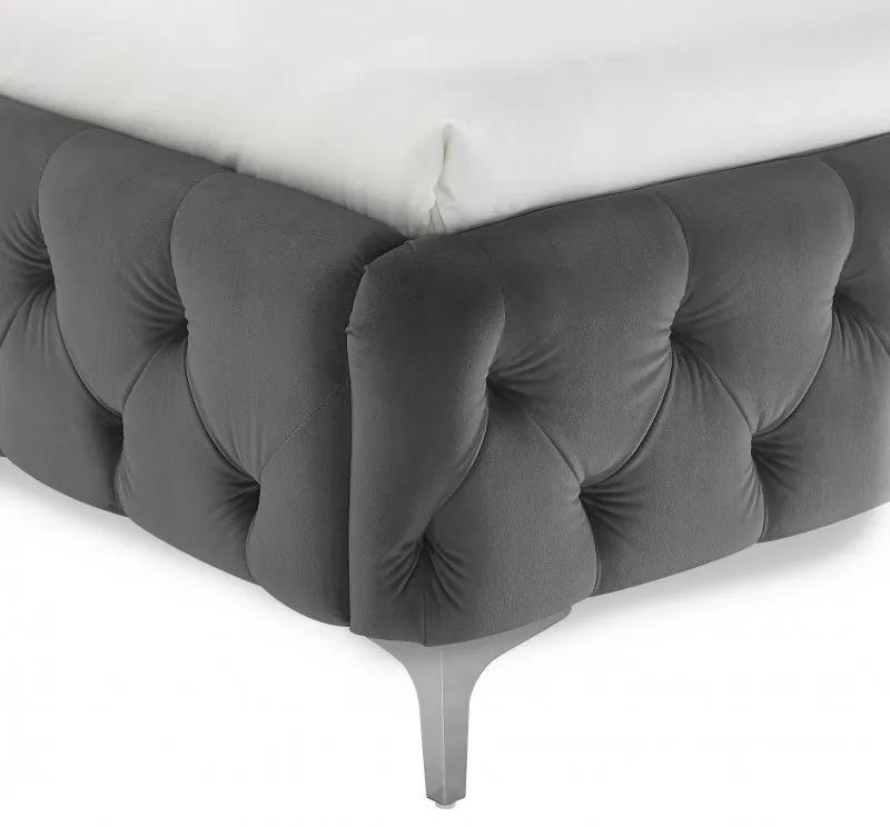 Designová postel Rococo 180 x 200 cm šedý samet