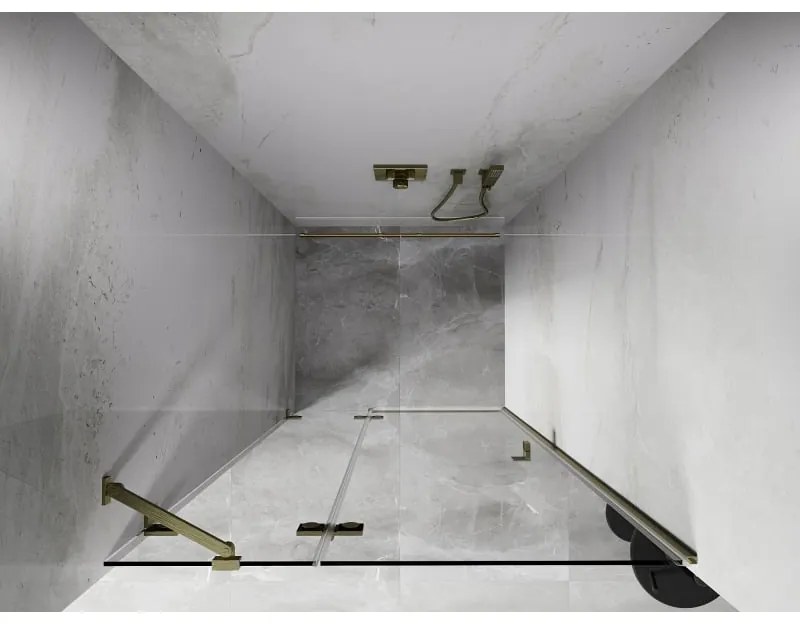 Mexen, Mexen Lunar levé otočné sprchové dveře 80 cm, transparentní, broušené zlaté - 834-080-000-55-00-L