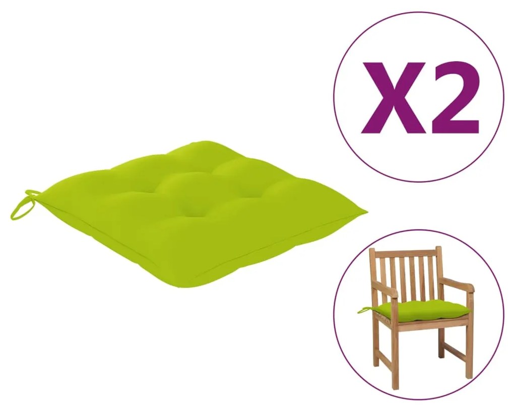 314929 vidaXL Podušky na židle 2 ks jasně zelené 50 x 50 x 7 cm textil