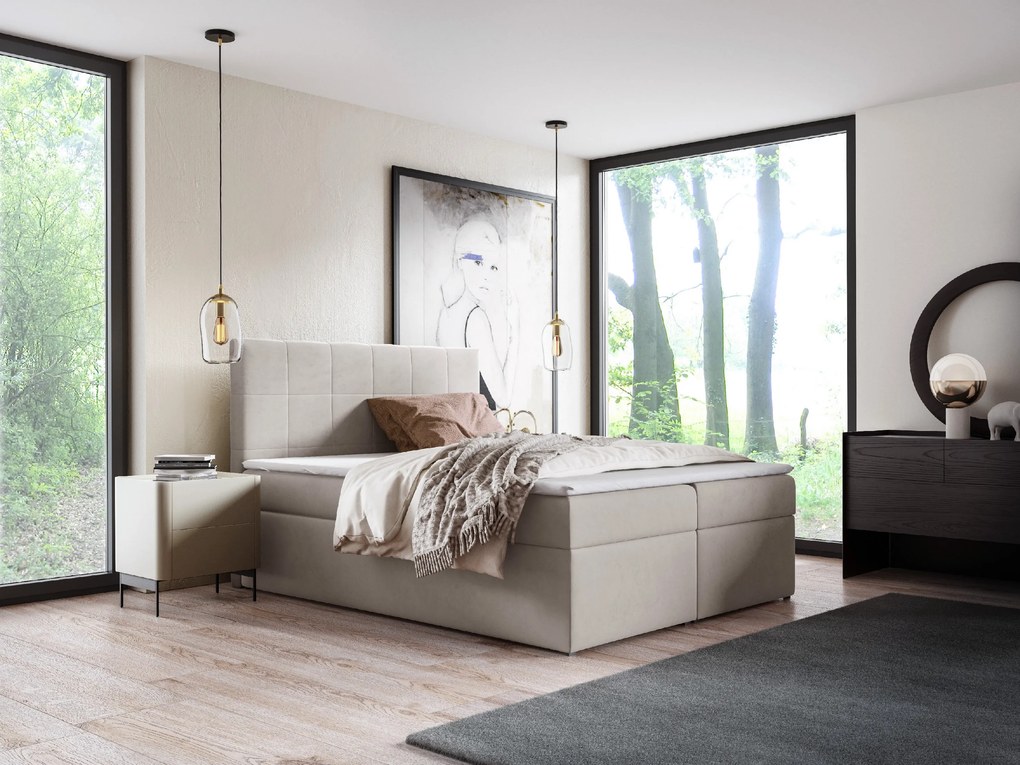 Eka Kontinentální čalouněná postel SMART - Trinity (200x200 cm) Barva látky Trinity: Modrá (Trinity 2313)
