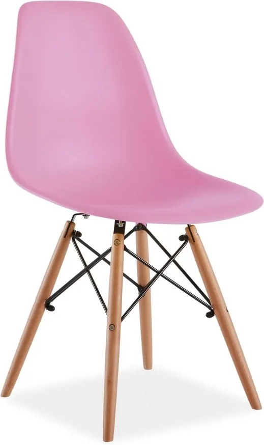 Casarredo Jídelní plastová židle v růžové barvě na dřevěné konstrukci KN166