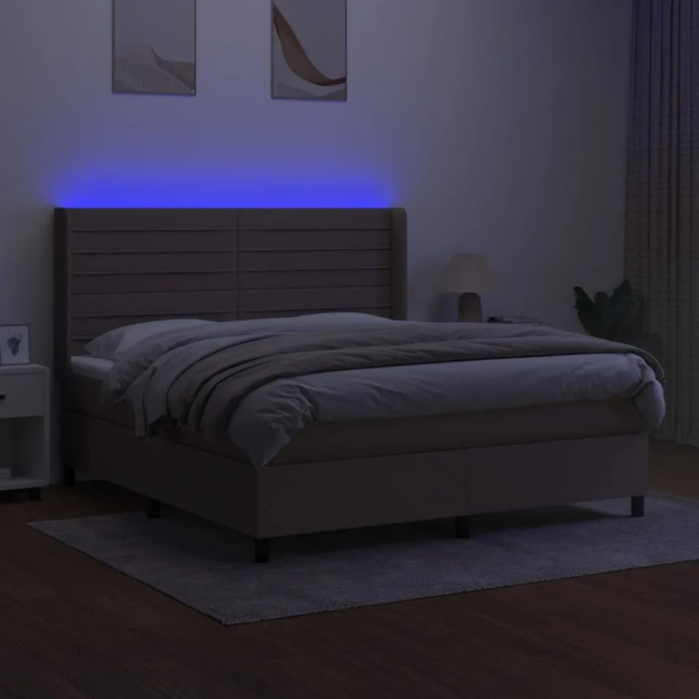 Box spring postel s matrací a LED taupe 180x200 cm textil 3138417