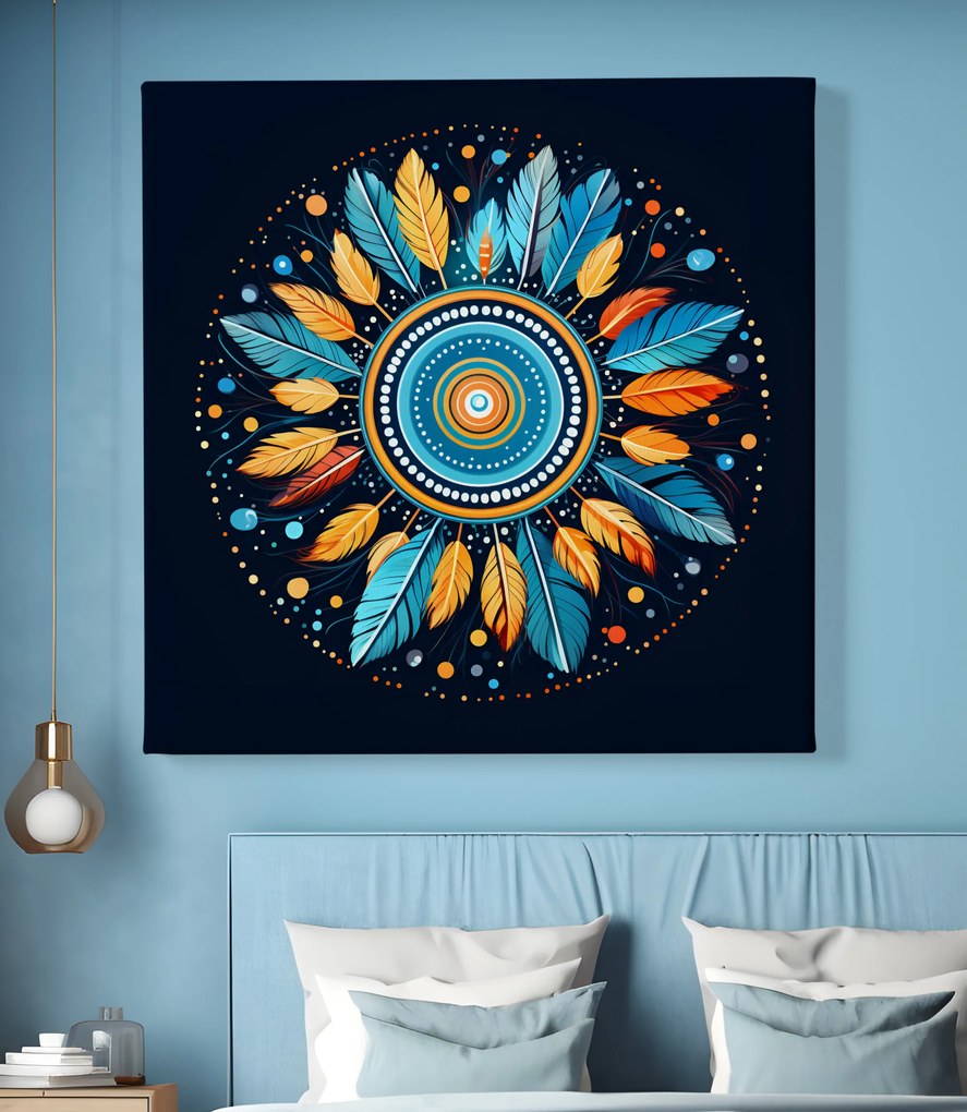 Obraz na plátně - Mandala vodní lapač FeelHappy.cz Velikost obrazu: 140 x 140 cm