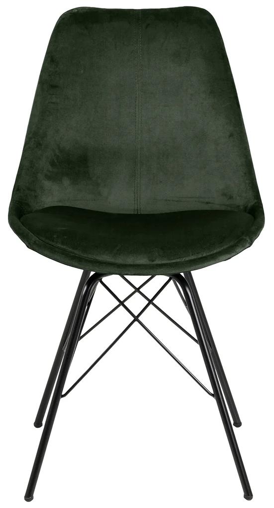 Čalouněná židle v industriálním stylu Velur Tmavě zelená FLYS