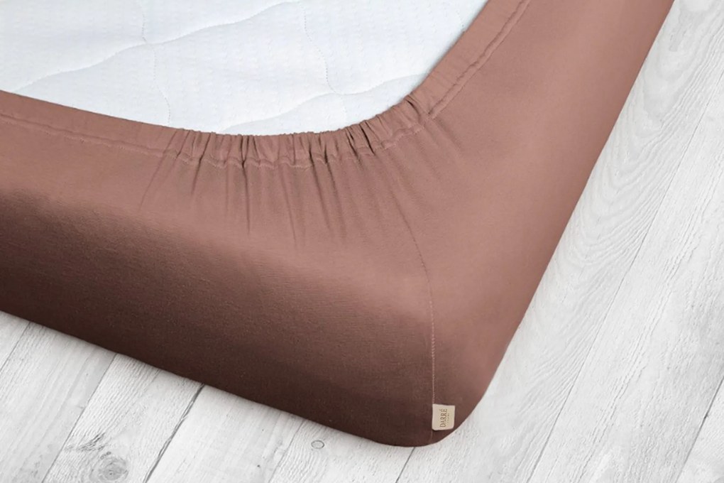 Jersey prostěradlo karamelové na výšku matrace do 20 cm Velikost: 140 x 220