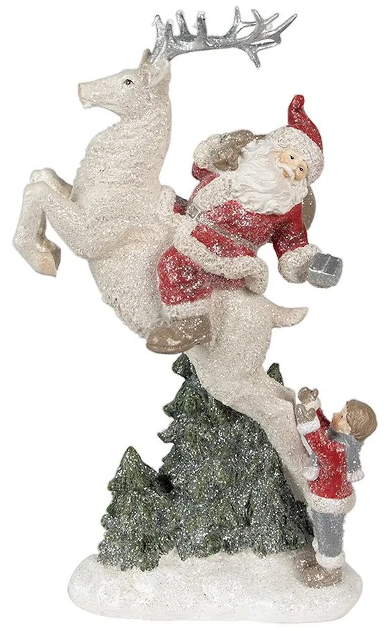 Vánoční dekorace socha Santa na jelínkovi - 19*10*33 cm