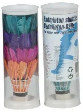 Míčky / Košíčky na badminton péřové barevné v tubě 6x18x6cm