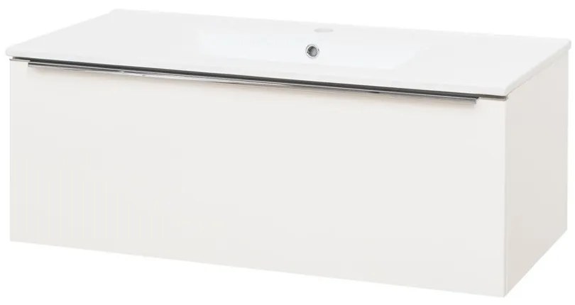 Mereo Mereo, Mailo, koupelnová skříňka s keramickým umyvadlem 101 cm, bílá, dub, antracit, CN517