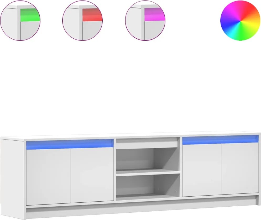 TV skříňka s LED bílá 180 x 34 x 50 cm kompozitní dřevo 3307912
