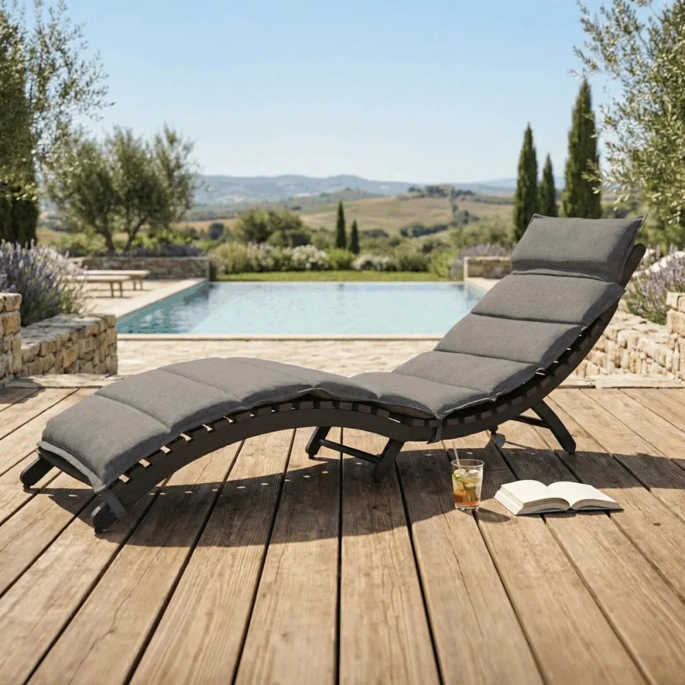 Zahradní lehátko AZL-L1301 GREY, hliník, šedá (54 x 192) cm hnědá