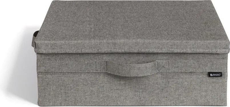 Šedý látkový úložný box s víkem 46x56x16 cm Soft Storage Low – Bigso