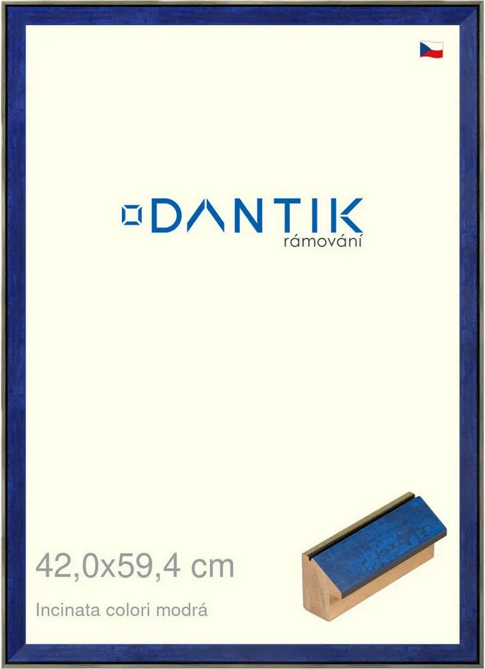 DANTIK rámeček 42x59,4 | INCLINATA colori modrá (Plexi Čiré)