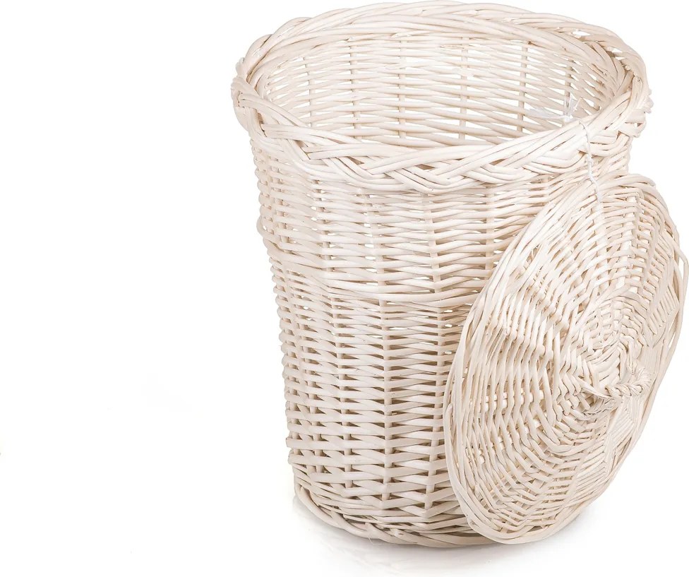 Odpadkový koš proutěný bělený Limpar IV. průměr 30 x v.33(cm)