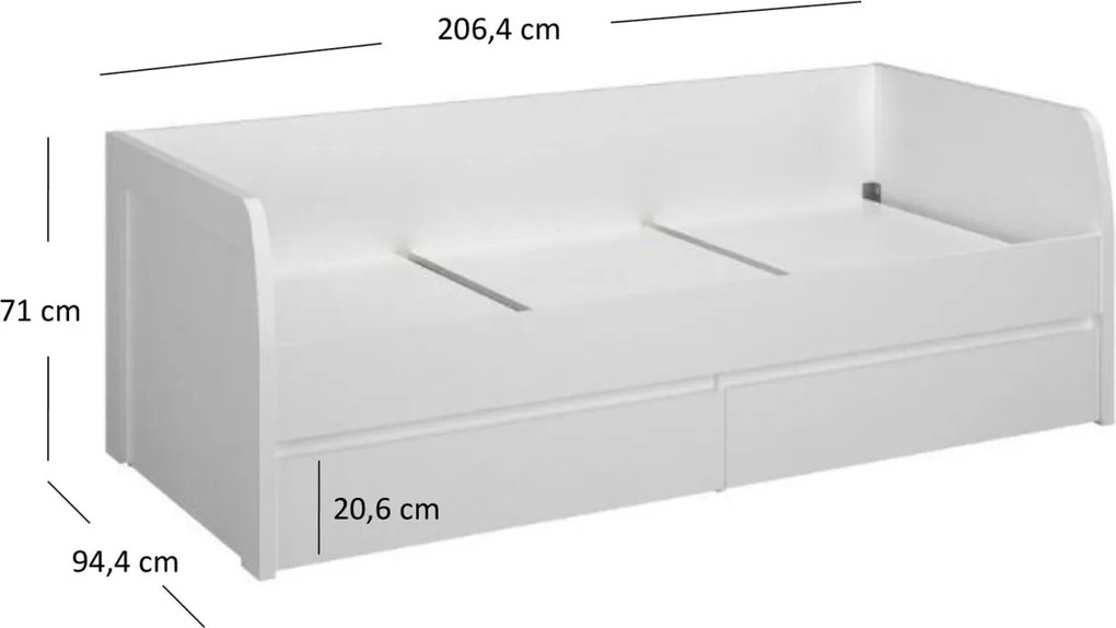 Postel 2s/90x200 s roštem bílá Erden